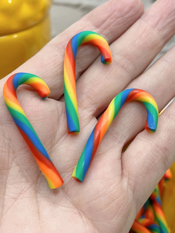 Set of 5 Fake Candy Cane Stick Florescent Clay Candy Cane - Etsy