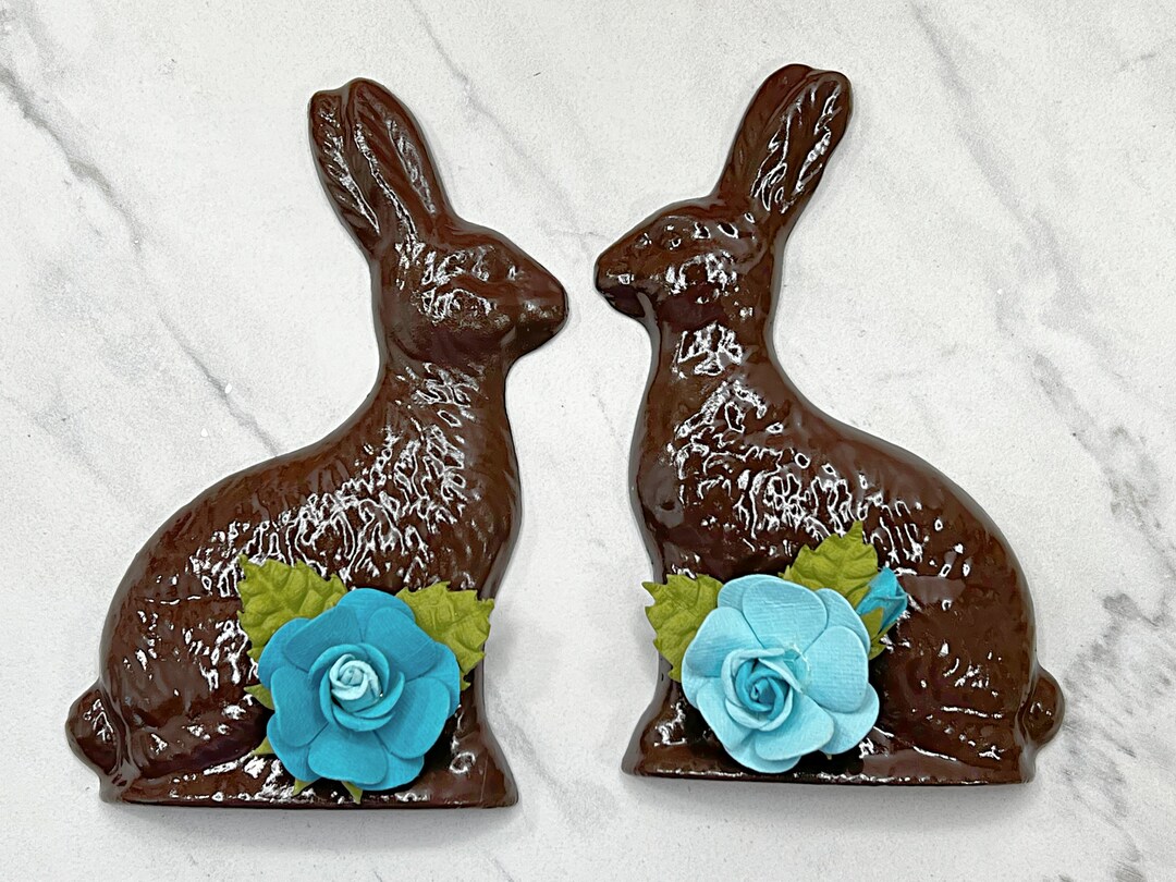 Set of 2 - Fake Chocolate Bunnies, Fake Easter Bunnies, Blue Blue ...