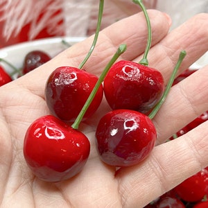 Set of 10 * Fake Life Size Cherries With A Little Dark Shading ...