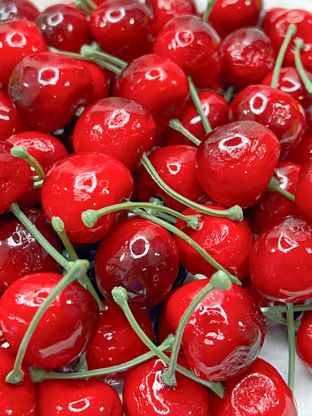 Set of 10 * Fake Life Size Cherries With A Little Dark Shading ...