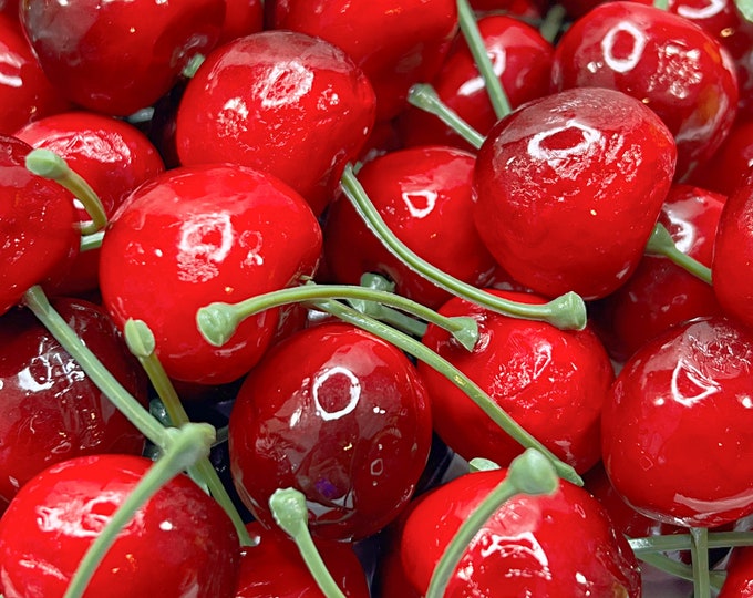 Set of 10 * Fake Life Size Cherries With A Little Dark Shading ...