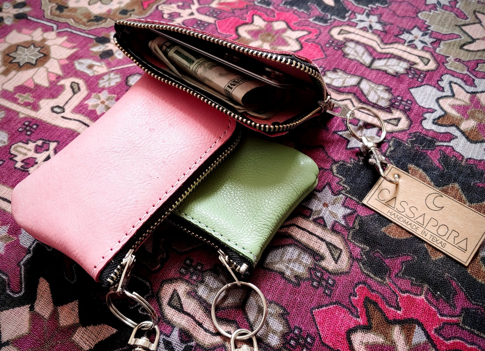 Small Leather Keychain Wallet, Card Holder Wallet, Coin Purse, Made to ...