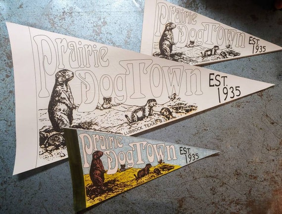 Leather Pennant Flag Laser Engraved Prairie Dog Town | Etsy