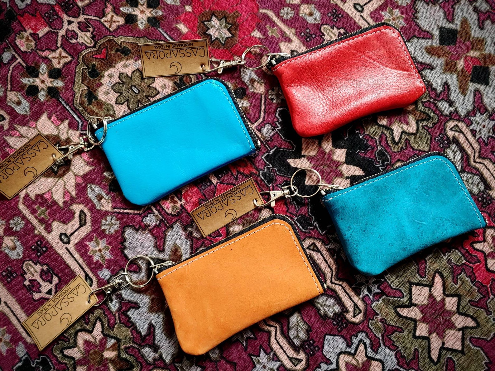 Small Leather Keychain Wallet, Card Holder Wallet, Coin Purse, Made to ...