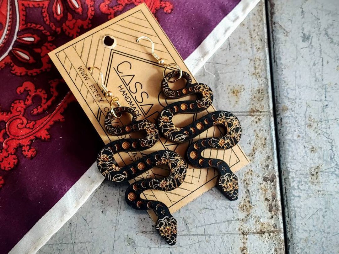 Moon Phase, Snake, Laser Engraved Wood, Light Weight - Etsy