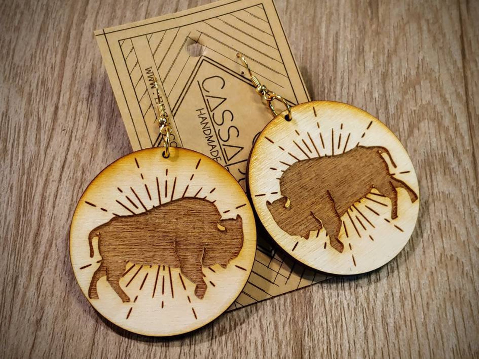 Buffalo Coin, Sunset, Laser Engraved, Laser Cut Wood Earrings, Cut Out ...