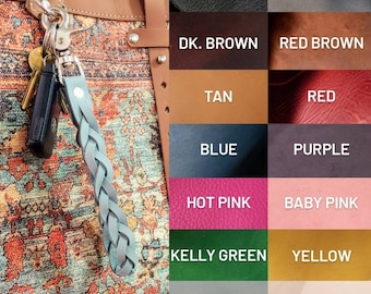 Bright Colors Key Keeper Ring Leather Key Chain Snap | Etsy