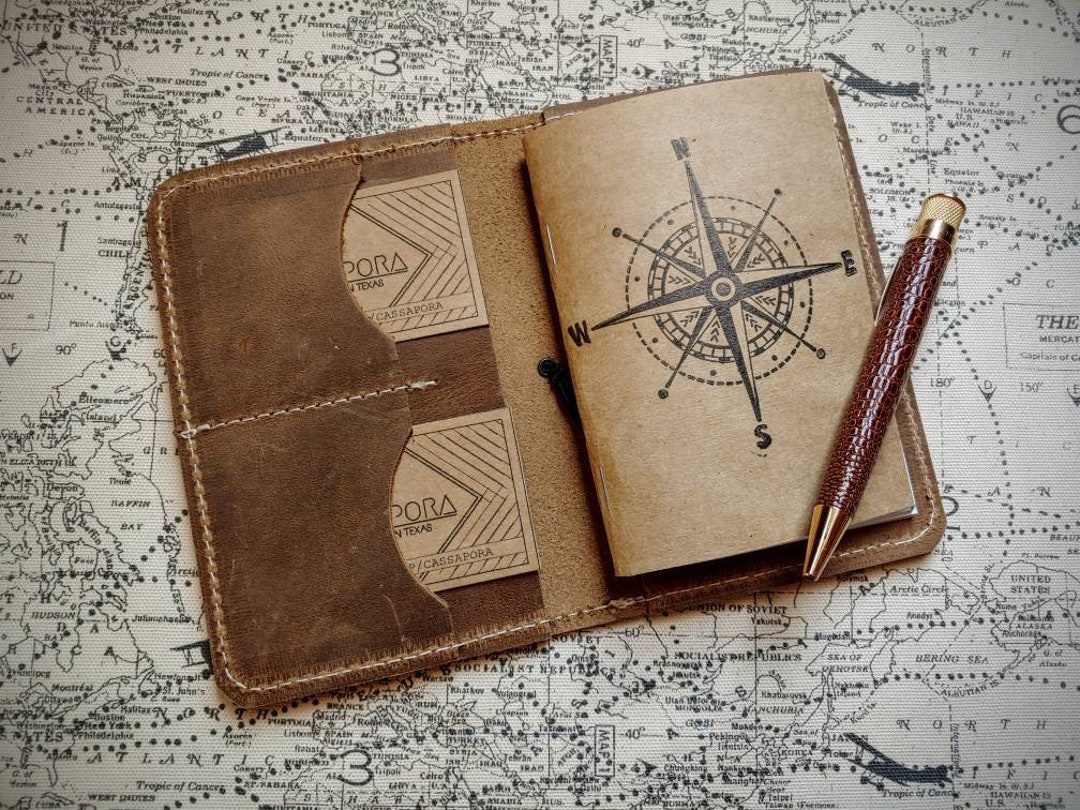 Leather Passport Wallet, B7 Notebook Cover, Fieldnotes Cover, Elastic ...