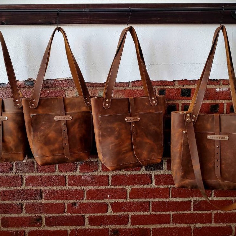 Leather Tote Bag Horizontal - Etsy