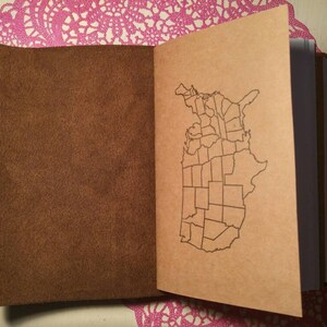 Rustic Leather Traveler's Journal - World News Print, Travel Charm- 9 ...