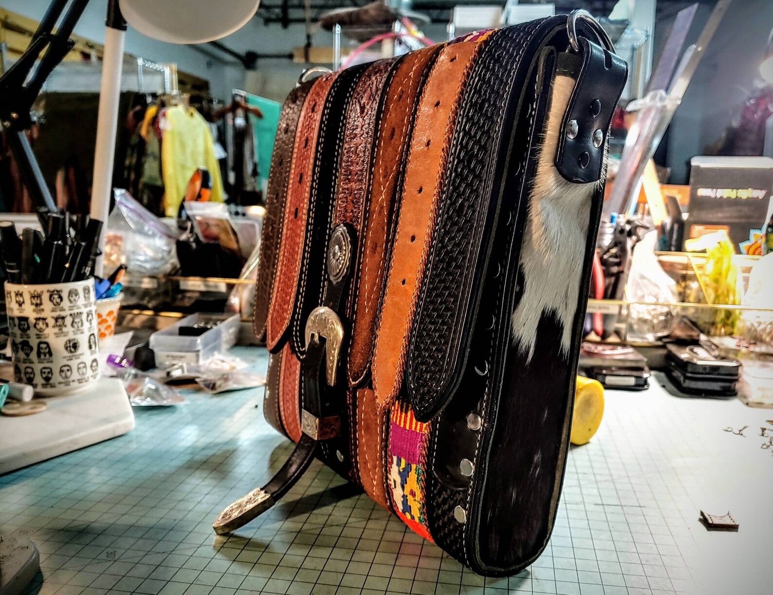 Leather Satchel, Repurposed Belts Bag, Leather Crossbody, Upcycled, One ...