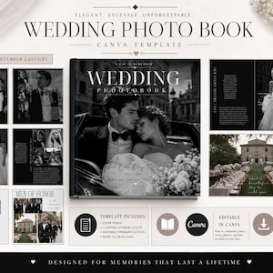 Wedding Photobook Template, Editable Canva Wedding Album, Wedding Photo ...