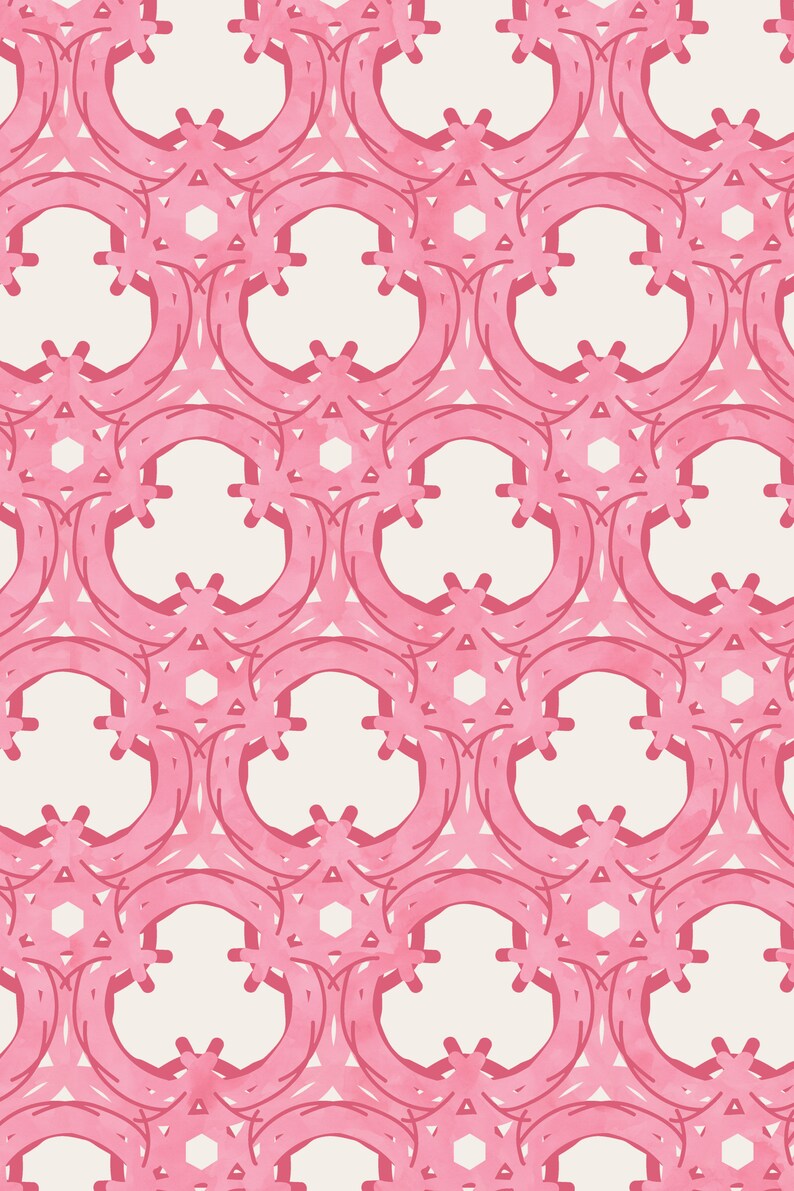 Trellis fabric by the yard Pink Color Print on Linen and | Etsy