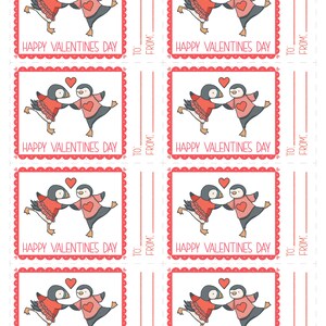 Penguin and Puffin Valentine's Day Cards School Valentine, Print ...