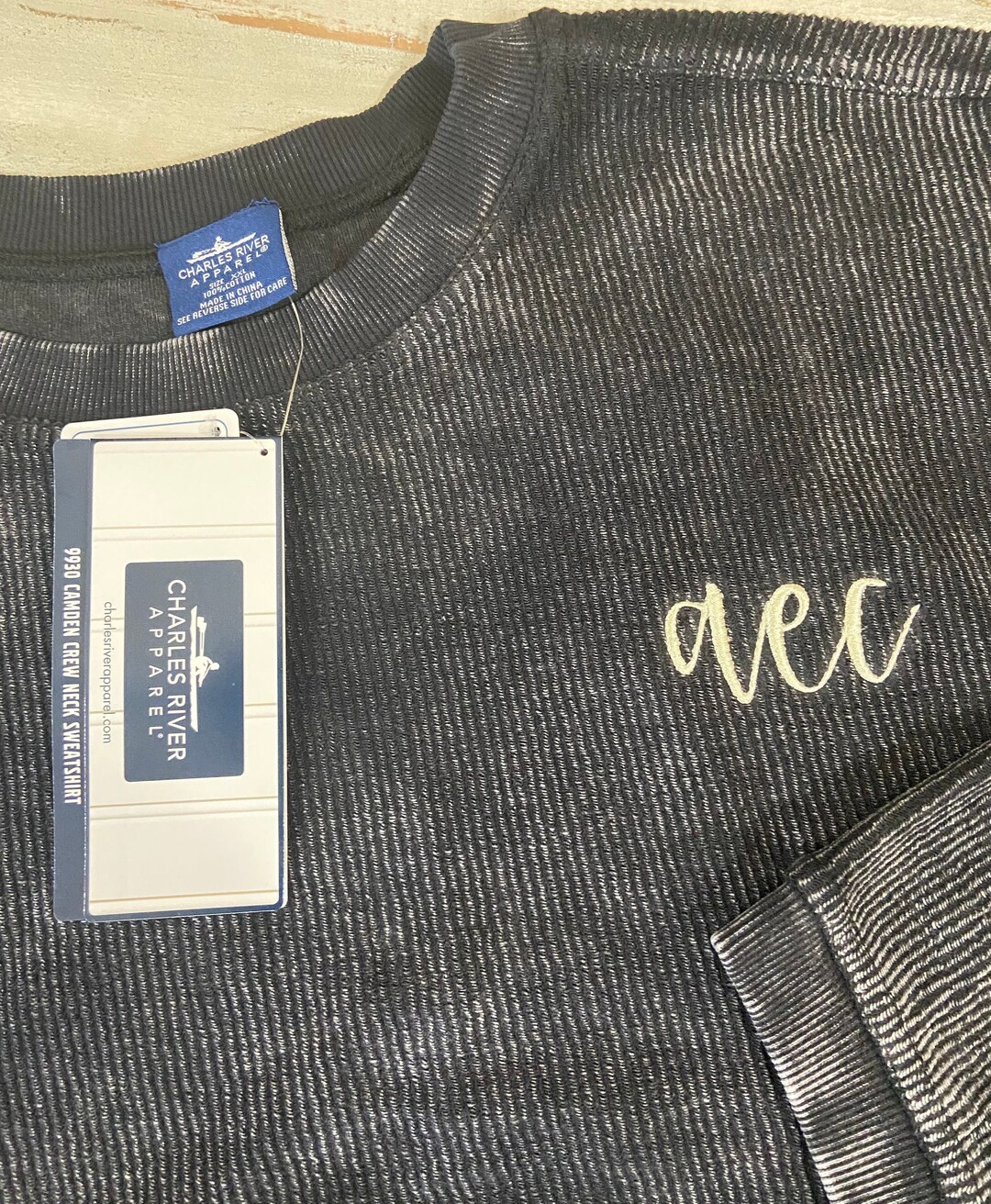 Monogrammed Crew Neck Corded Sweatshirt, Charles River Sweatshirt ...