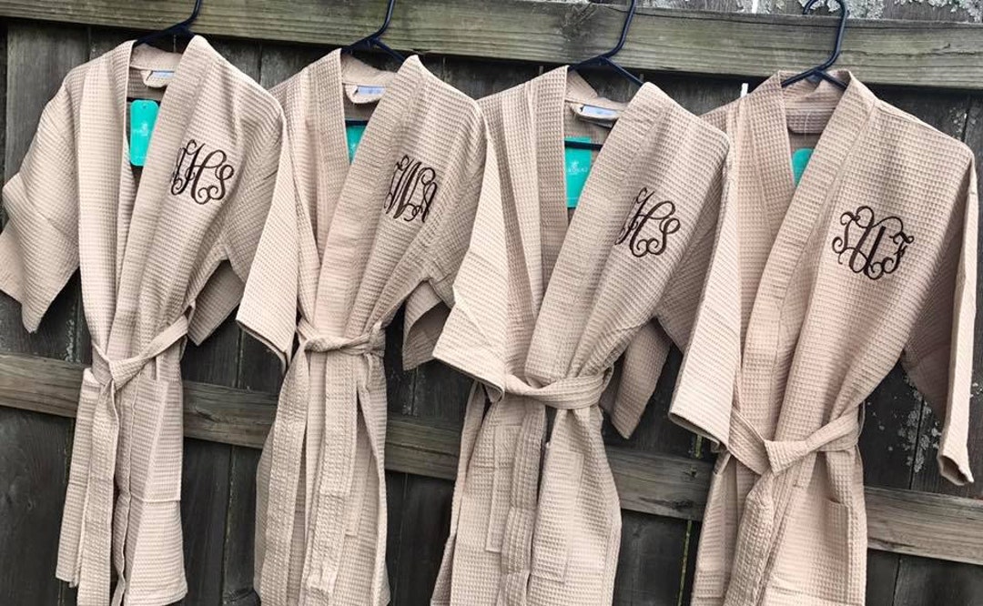 Monogrammed Waffle Robe - Bridal Party Gift, Personalized Spa Robe - Etsy