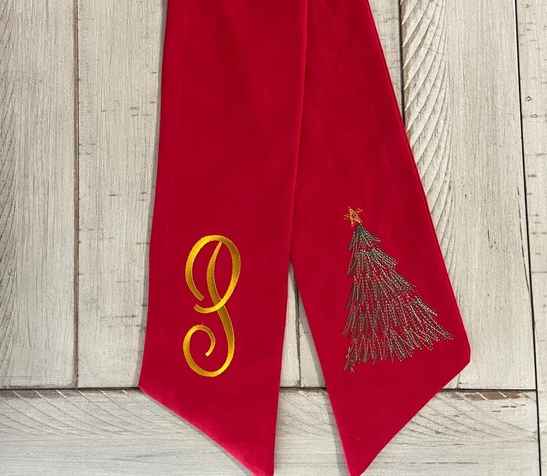 Christmas Tree Embroidered on Sash for Christmas Wreath -christmas Sash ...