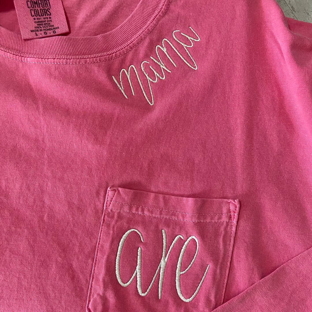 MAMA and MONOGRAMMED Comfort Colors T-shirt - Embroidered Pocket T ...