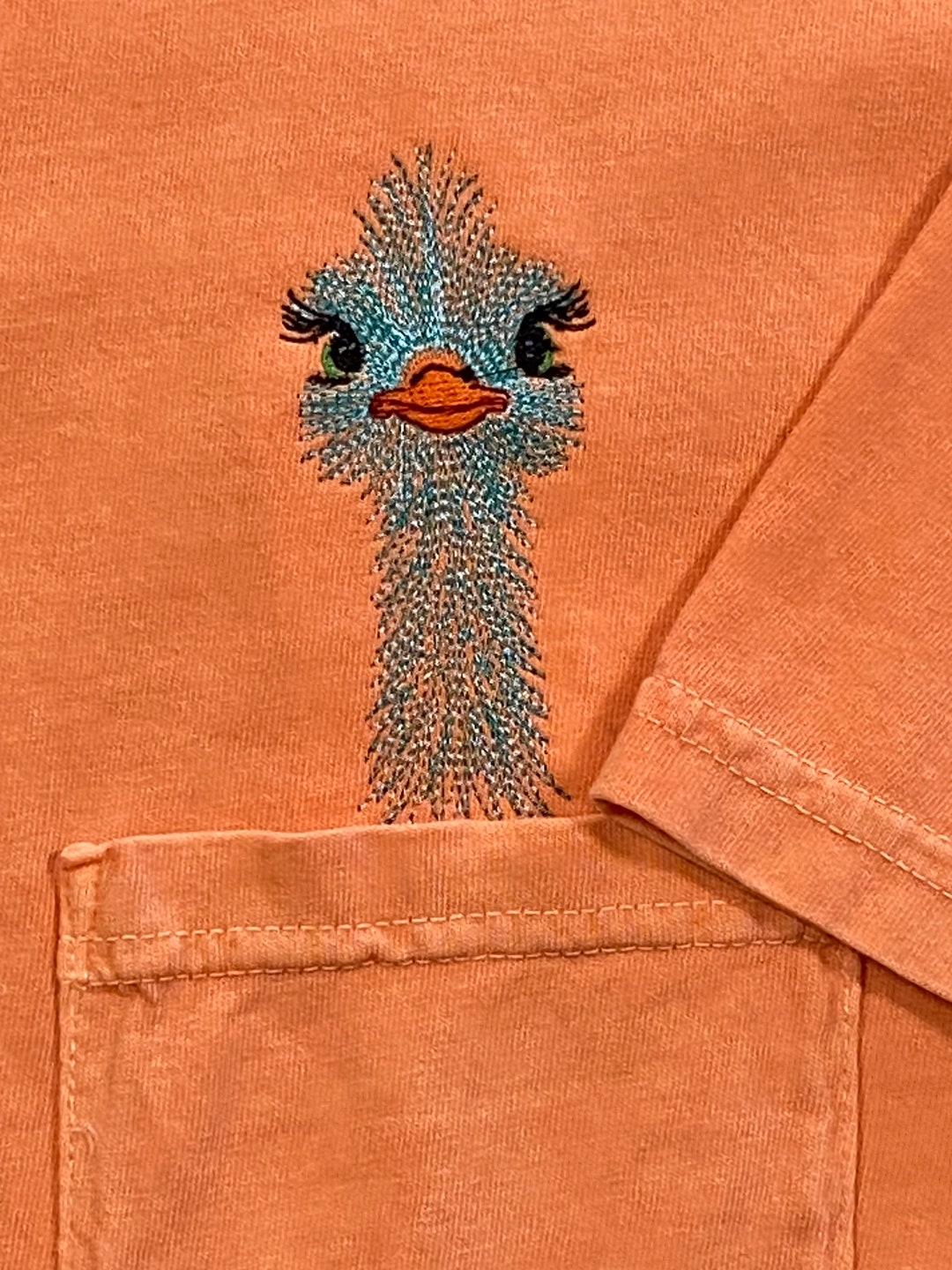 OSTRICH POCKET TSHIRT Comfort Color Short Sleeve Peek-a-boo Pocket ...