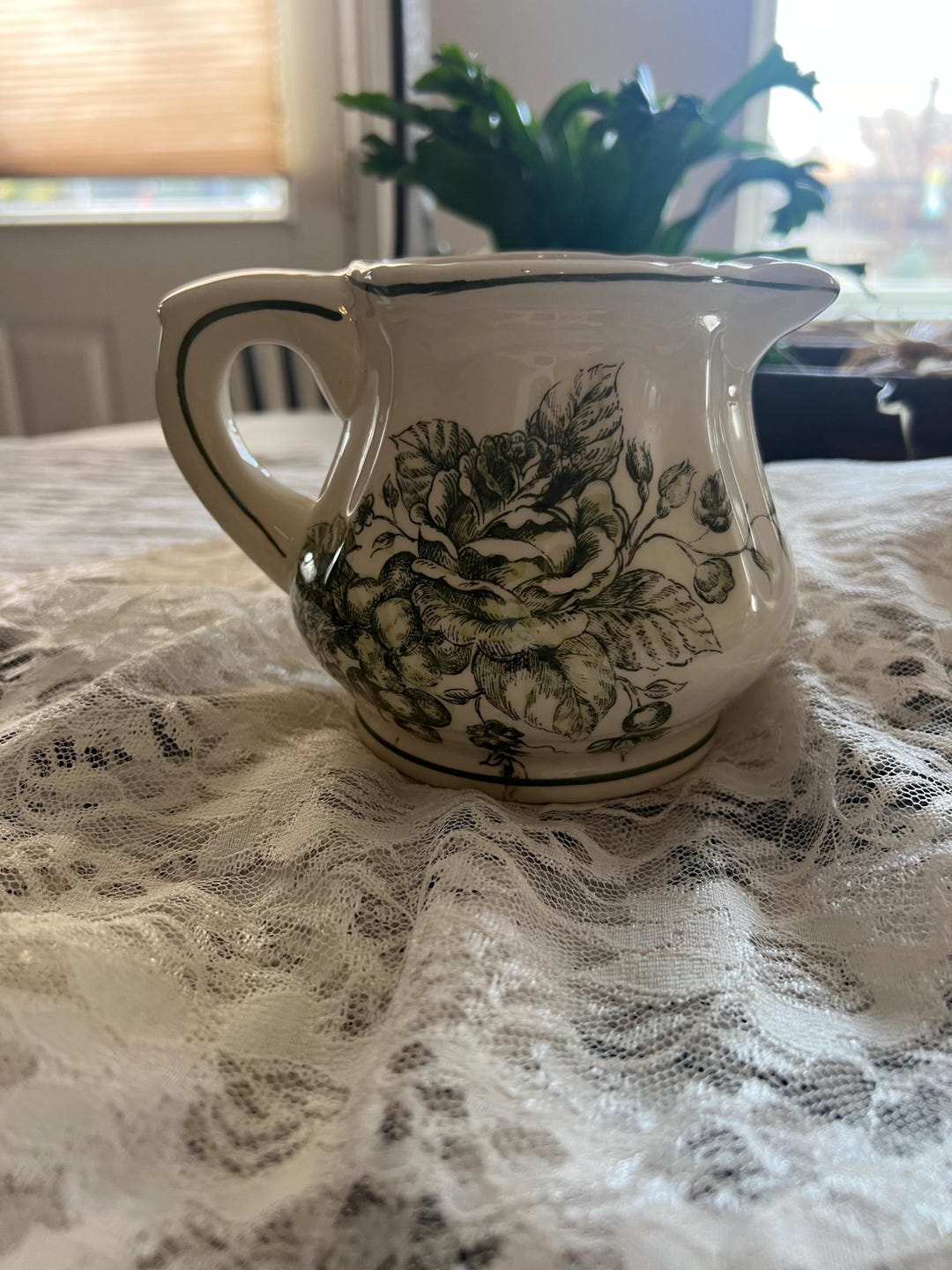 Green and White Toile Creamer/pitcher - Etsy