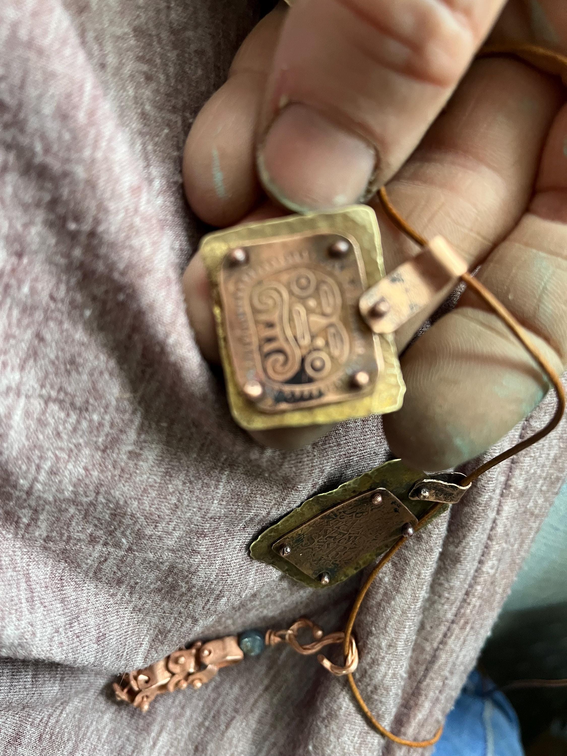 Artisan, Handmade Mixed Metal Pendants, Brass,and Copper,balled Rivet ...