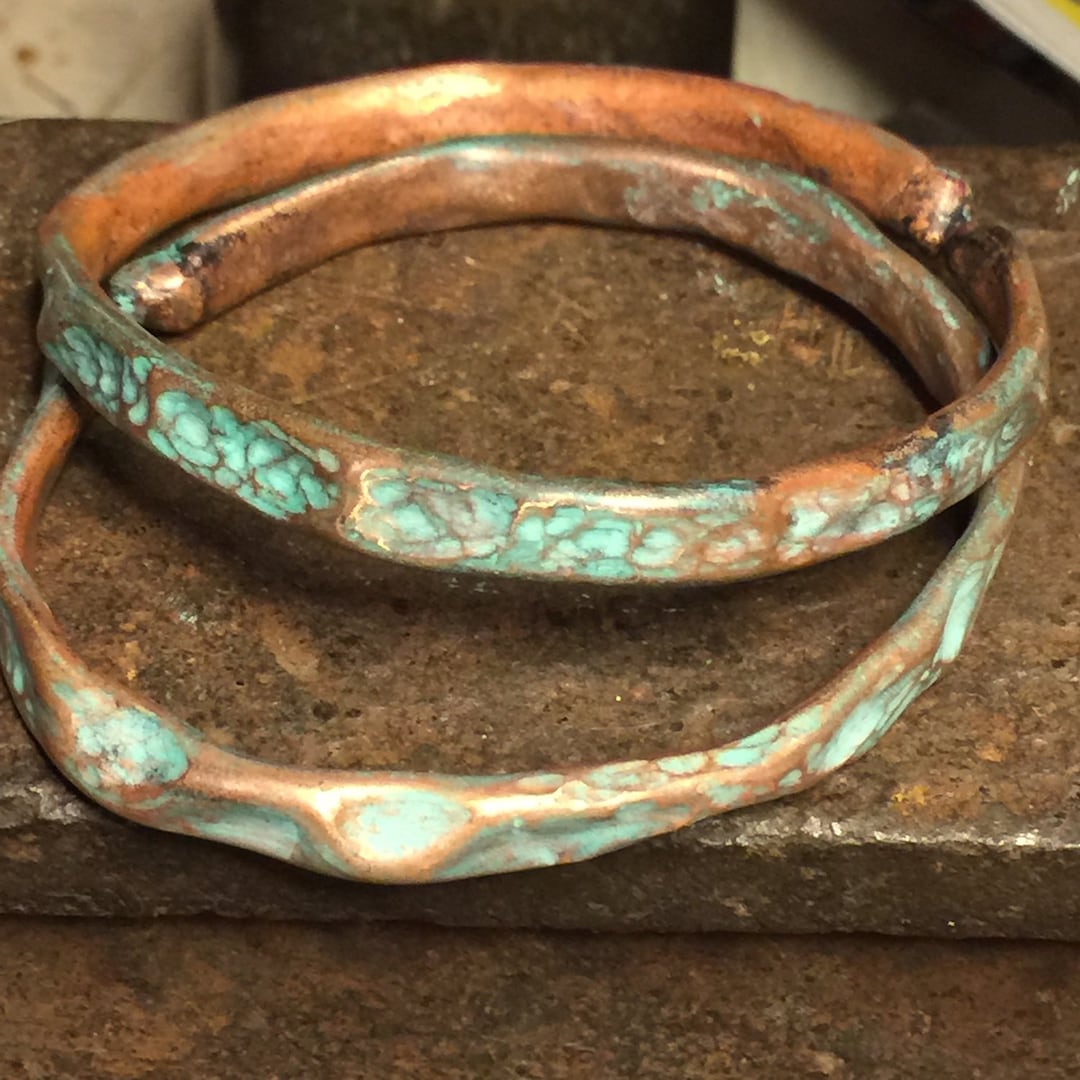 Handmade Patina Copper Bangle Bracelet, Hammered Copper Jewelry - Etsy