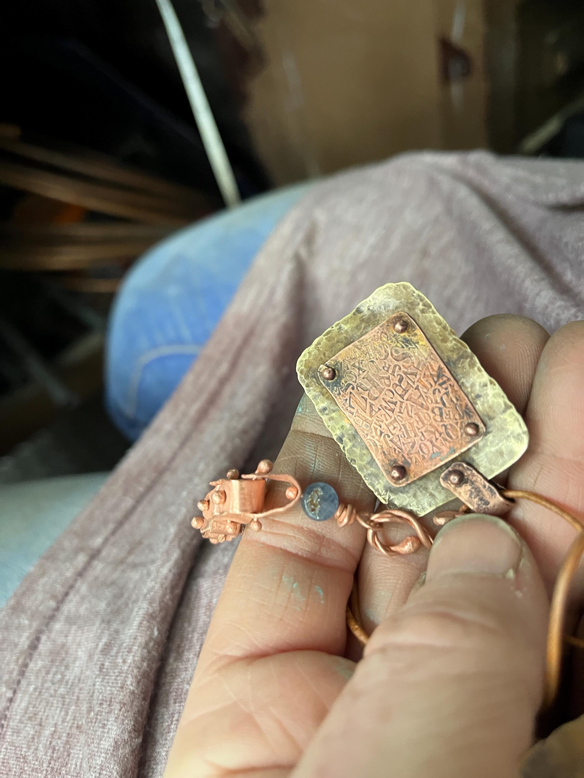 Artisan, Handmade Mixed Metal Pendants, Brass,and Copper,balled Rivet ...