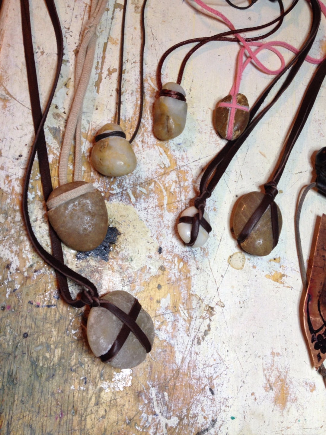 Carved River Rock Necklace - Etsy