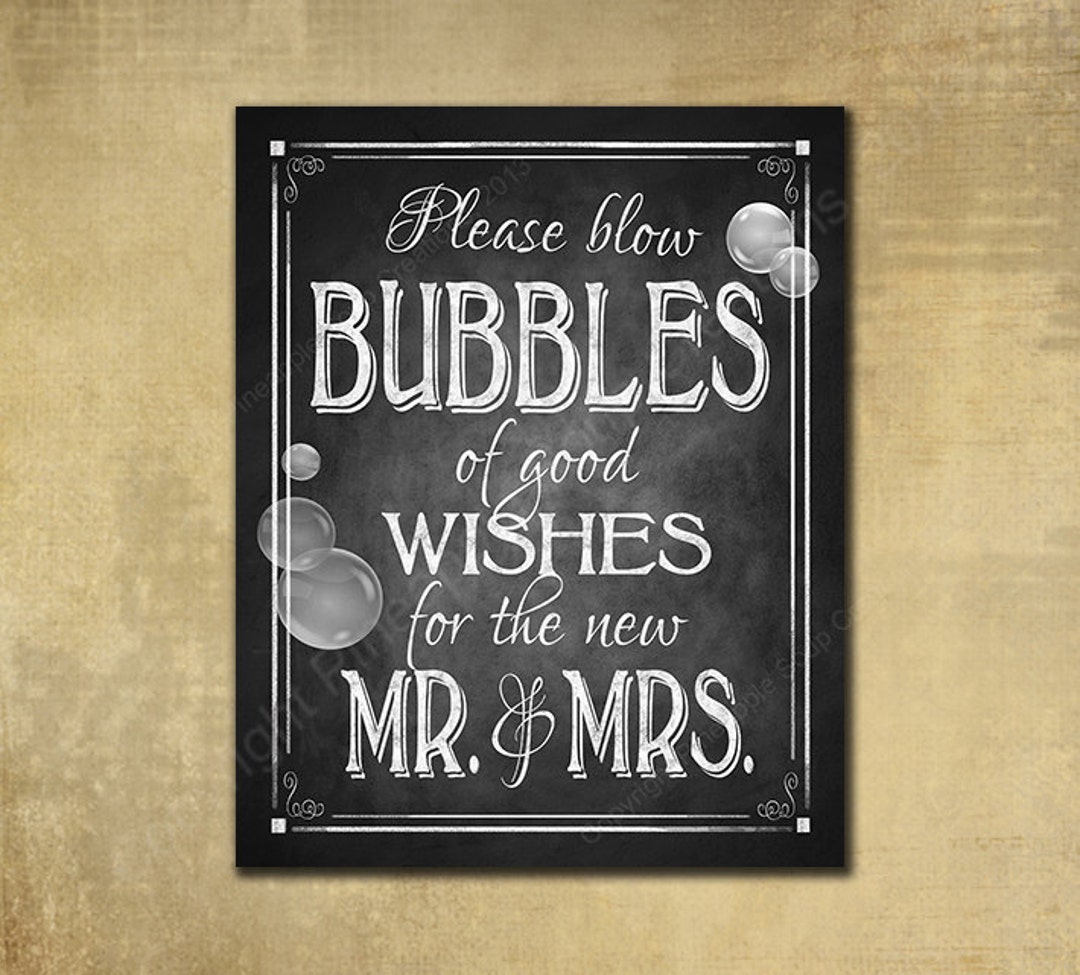 Blow Bubbles of Good Wishes for Mr & Mrs Bubble Send off Sign - Etsy
