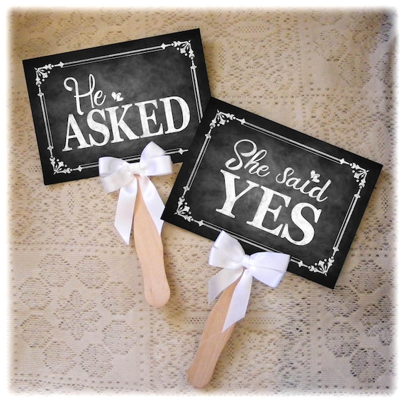 He asked She said Yes Engagement Signs engagement props | Etsy