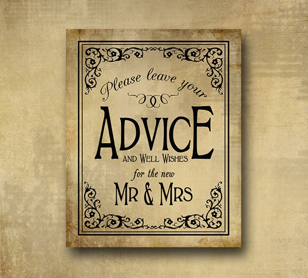 Printed Wedding Advice Sign Please Leave Your Advice and - Etsy