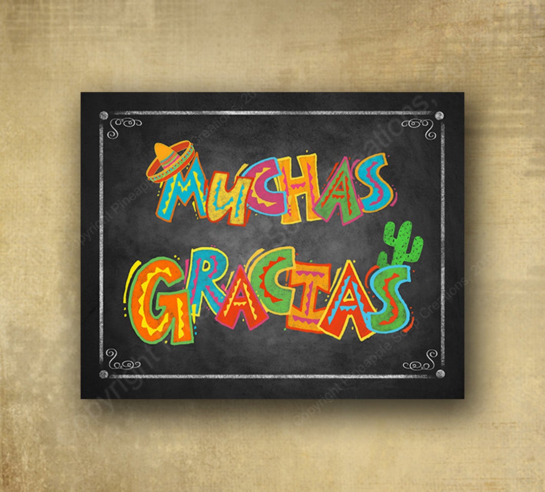 Muchas Gracias Sign Printed Thank You Sign Fiesta Signage - Etsy