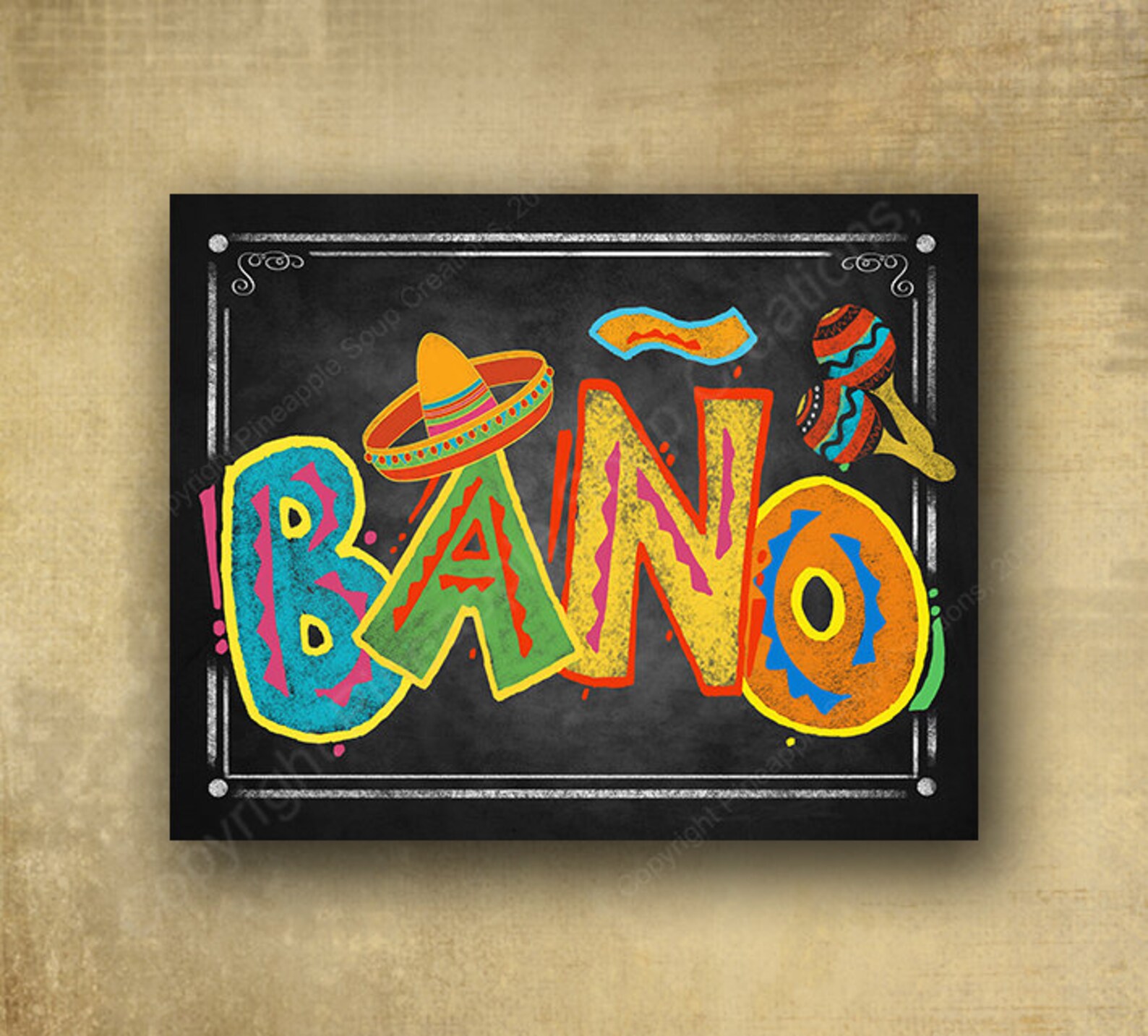 Printed Cinco De Mayo Fiesta Bano Bathroom Sign Fiesta - Etsy