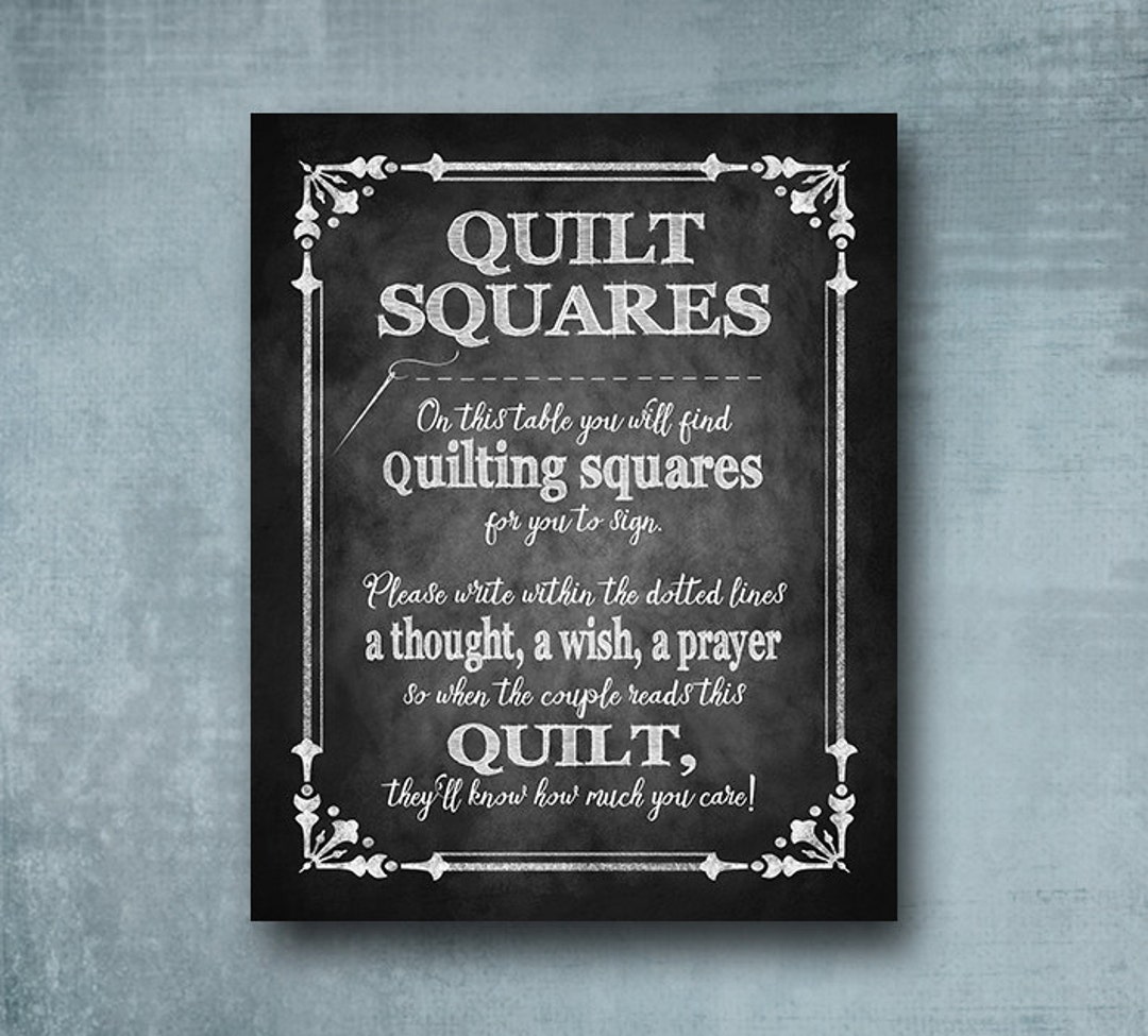 Sign a Quilt, Signature Quilt Sign PRINTED Wedding Signs, Chalkboard ...