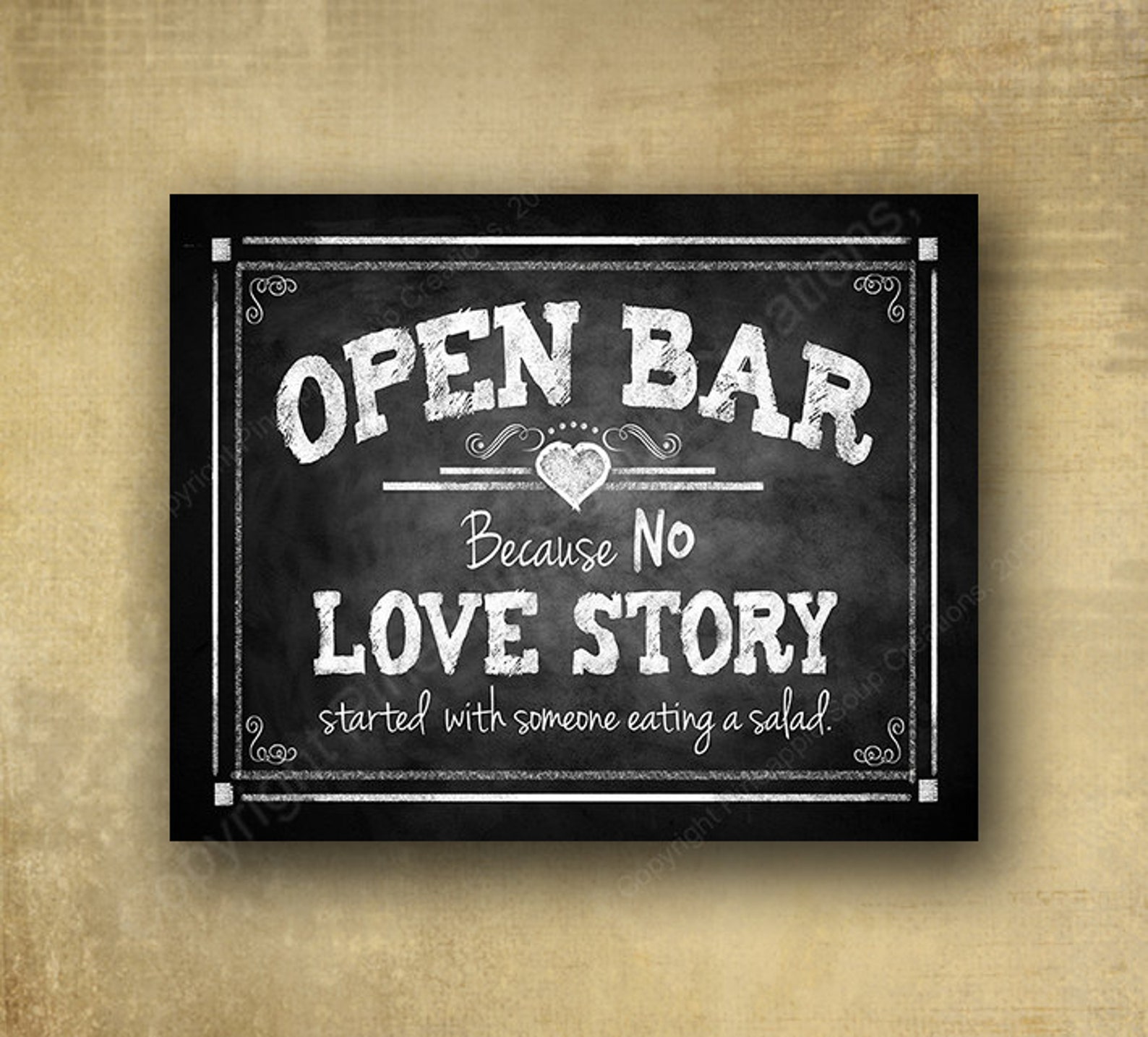 Open Bar Sign Wedding Sign Chalkboard Wedding Wedding - Etsy