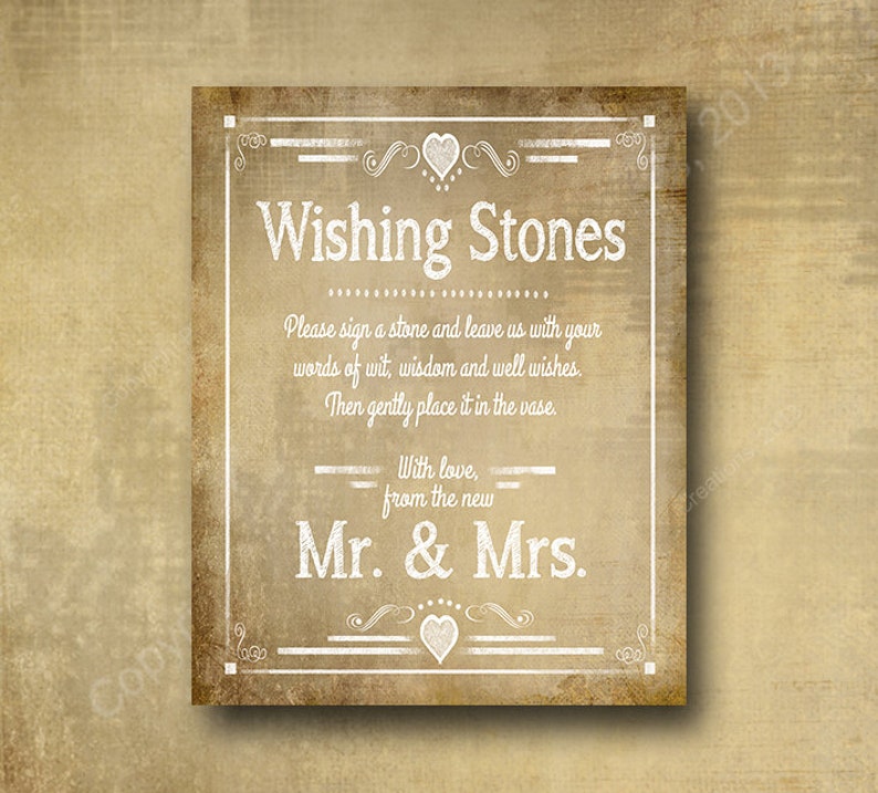 Wishing Stones Wedding Sign PRINTED for You in 5x7 or 8x10 - Etsy