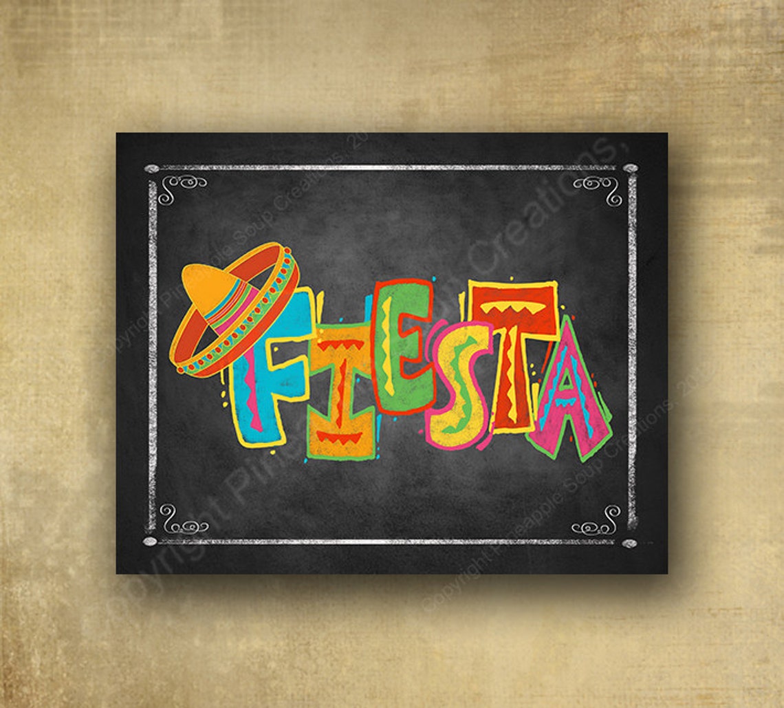 PRINTED Fiesta Chalkboard Style Sign Mexican Party Sign | Etsy
