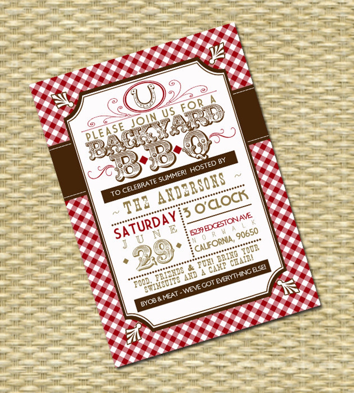 Country Western BBQ Invitation Summer Bbq Invite Summer Party | Etsy