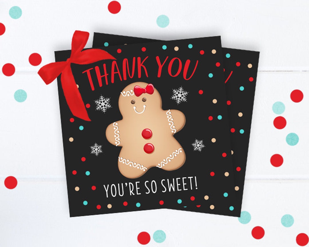 Gingerbread Birthday Favor Tag Printable Thank You Tag Cookie ...