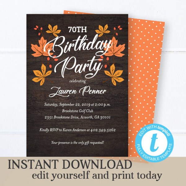 Fall Theme Birthday Invitation - Etsy Canada