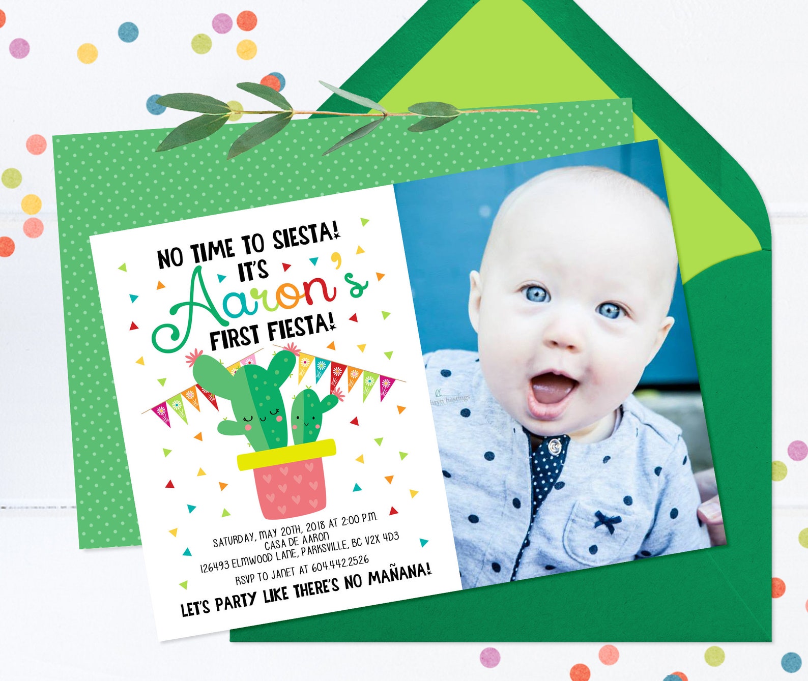 First Birthday Fiesta Invitation Girl Printable or Printed | Etsy