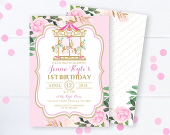 Merry Go Round Invitation - Etsy
