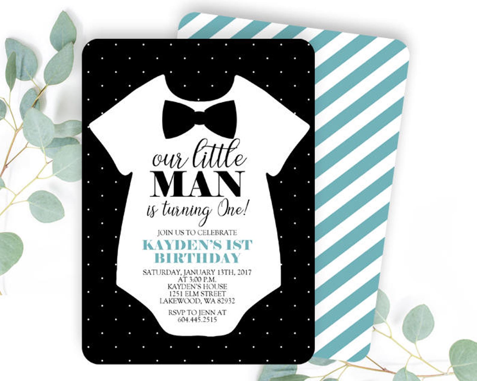 First Birthday Invitation Little Man 1st Birthday Invitation - Etsy