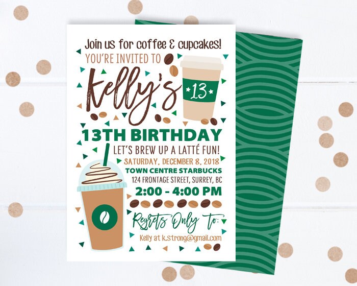 Coffee Birthday Invitation Coffee Shop Birthday Invite Latte Fun Frappe