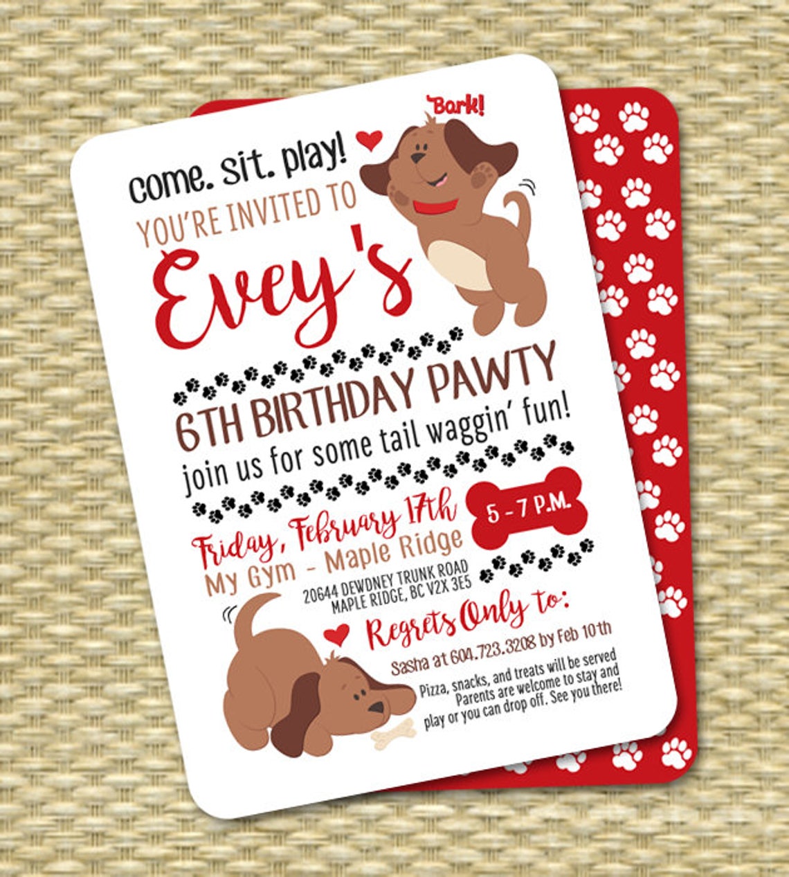 Puppy Party Invitation Puppy Invitation Come Sit Stay Dog | Etsy