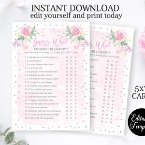 Printable Pink Floral Baby Shower Game BUNDLE, Six Printable Baby ...