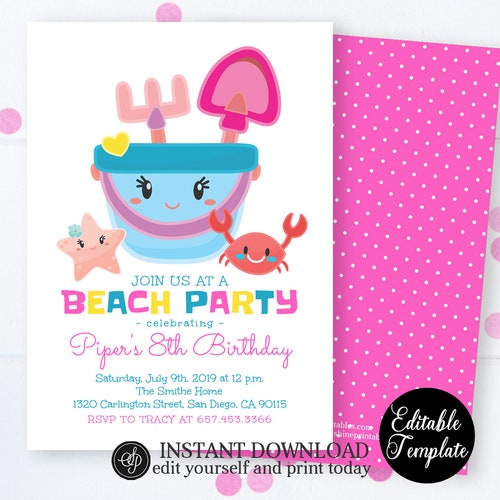 Editable Lifeguard Birthday Invitation Beach Party Invite - Etsy