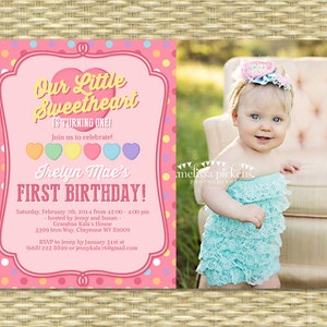 Candy Hearts 1st Birthday Invitation Little Sweetheart 1st - Etsy