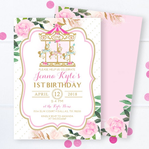 Merry Go Round Birthday Invitation - Etsy