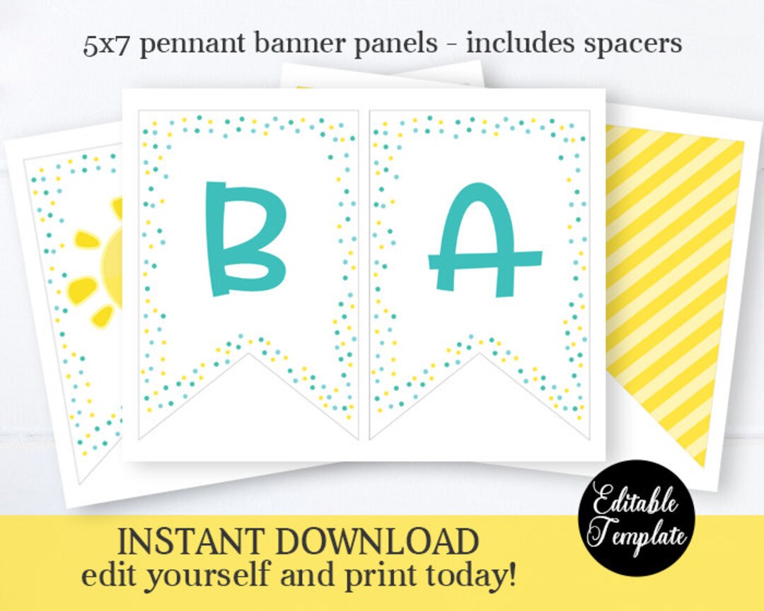 Banner de banderín de baby shower Sunshine imprimible, Banner de ...